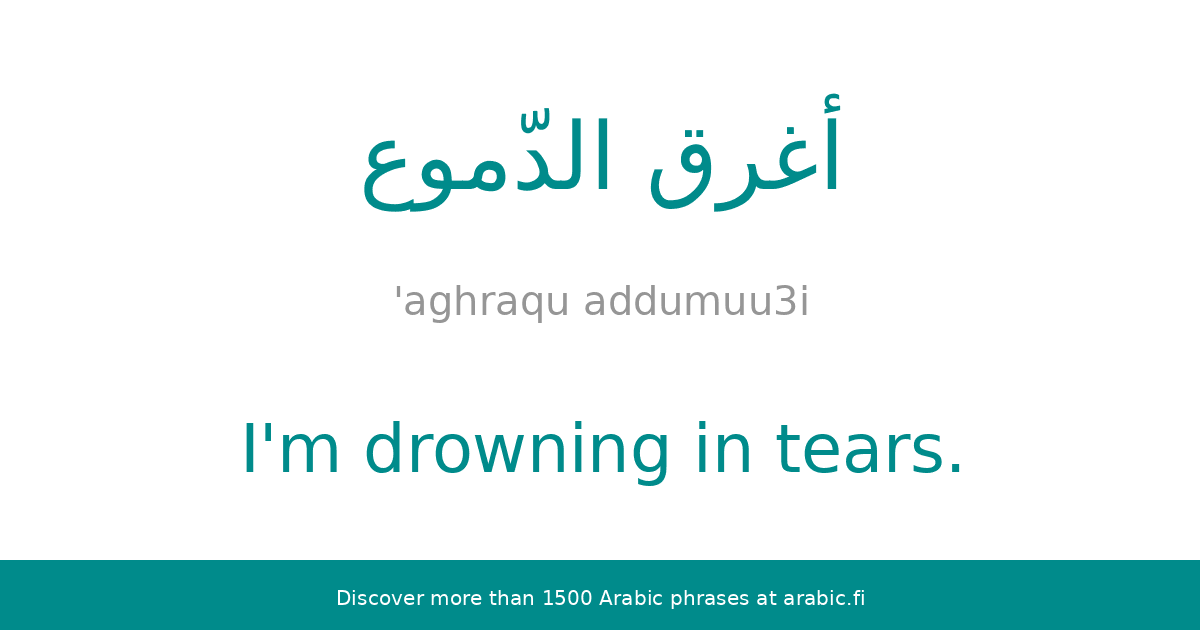 I'm drowning in tears. An Arabic complete sentence.